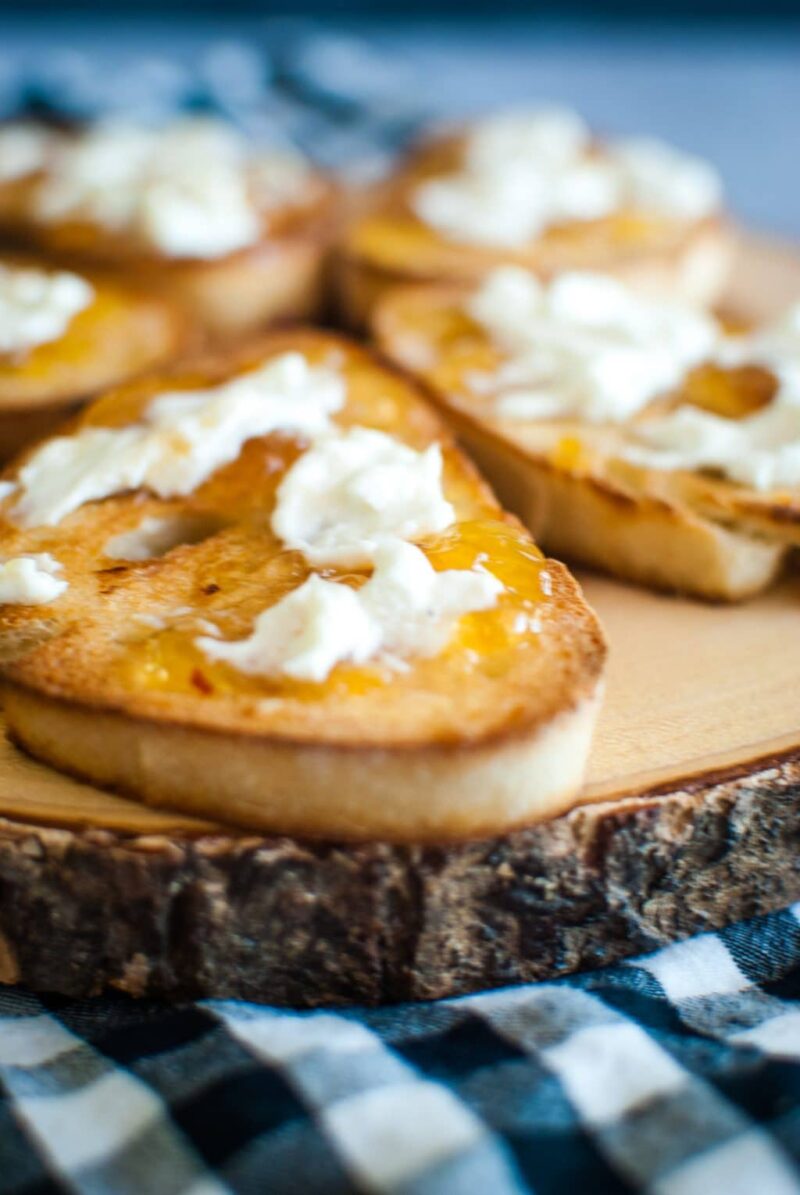 Goat Cheese Toast with Pepper Jelly - Sweetpea Lifestyle